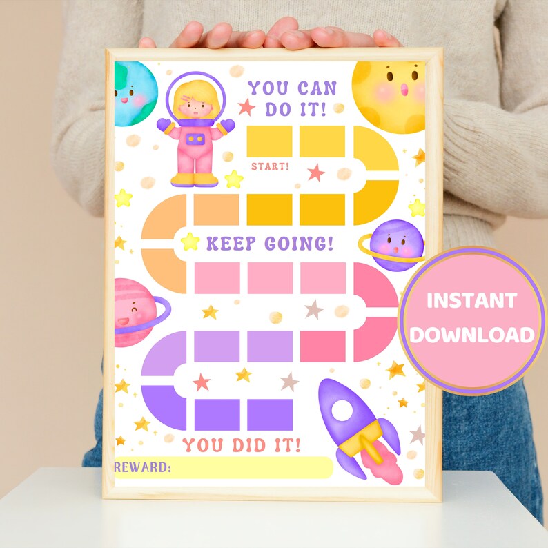 Space Reward Chart for Kids Daily Routine Chart Girls Outer Space Chore ...