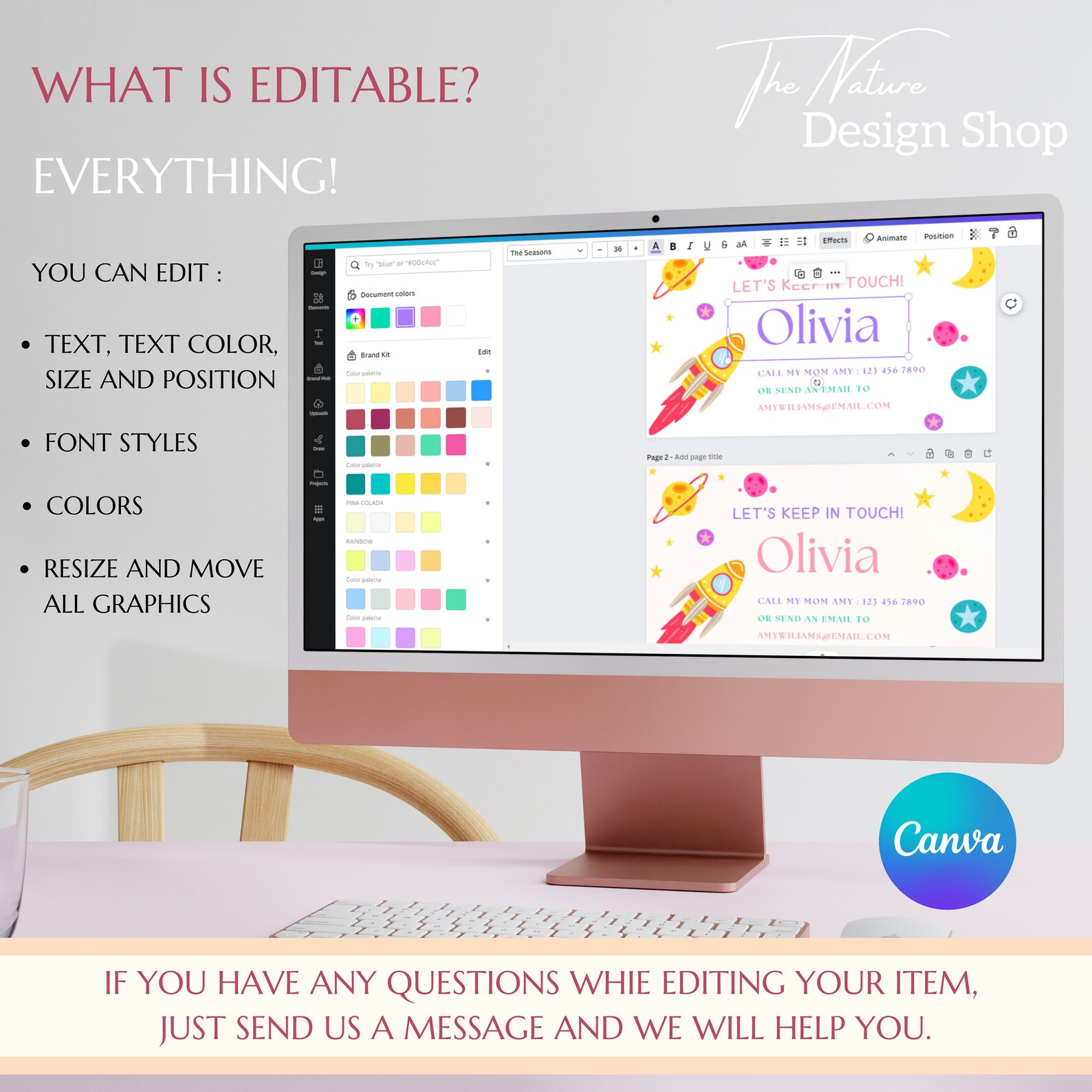 Kids Contact Cards Kids Calling Cards for Girls Keep in Touch for Kids ...