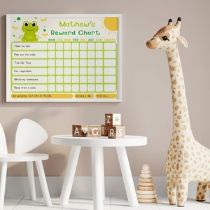 Editable Frog Reward Chart for Kids Daily Routine Chart Boys Chore ...