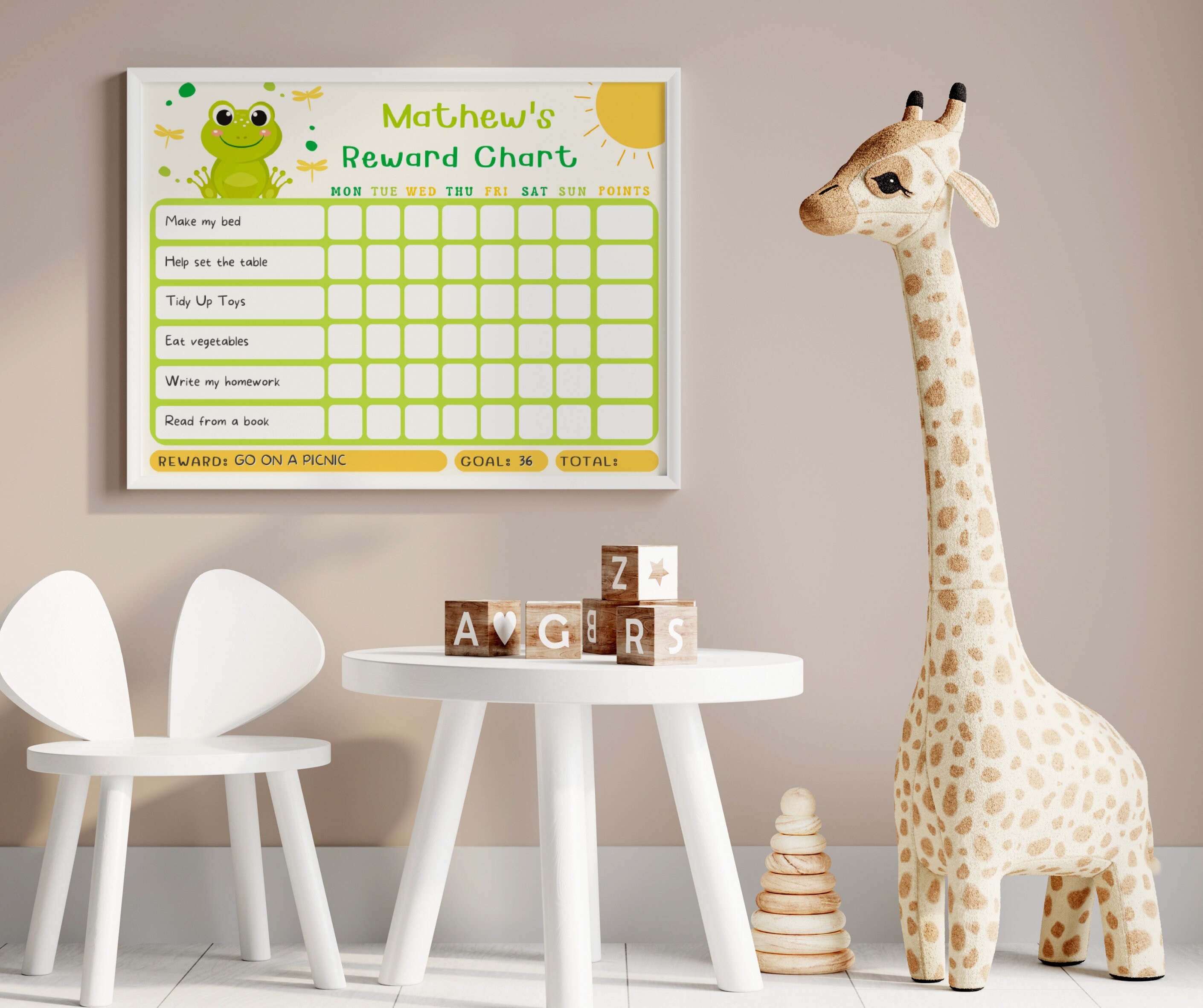 Editable Frog Reward Chart for Kids Daily Routine Chart Boys Chore ...