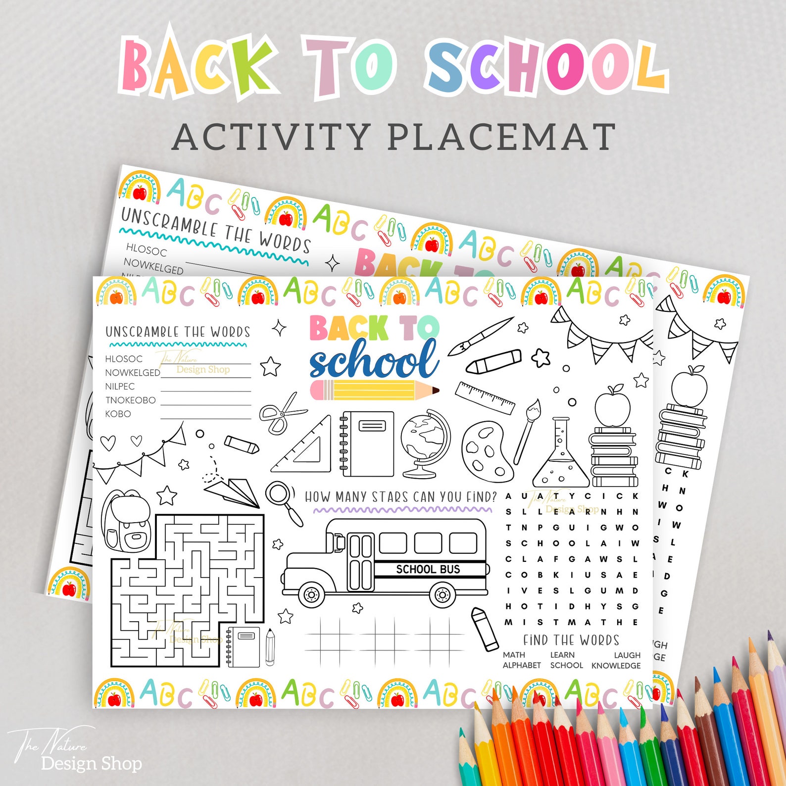Back to School Activity Placemat First Day of School Worksheet Back to ...