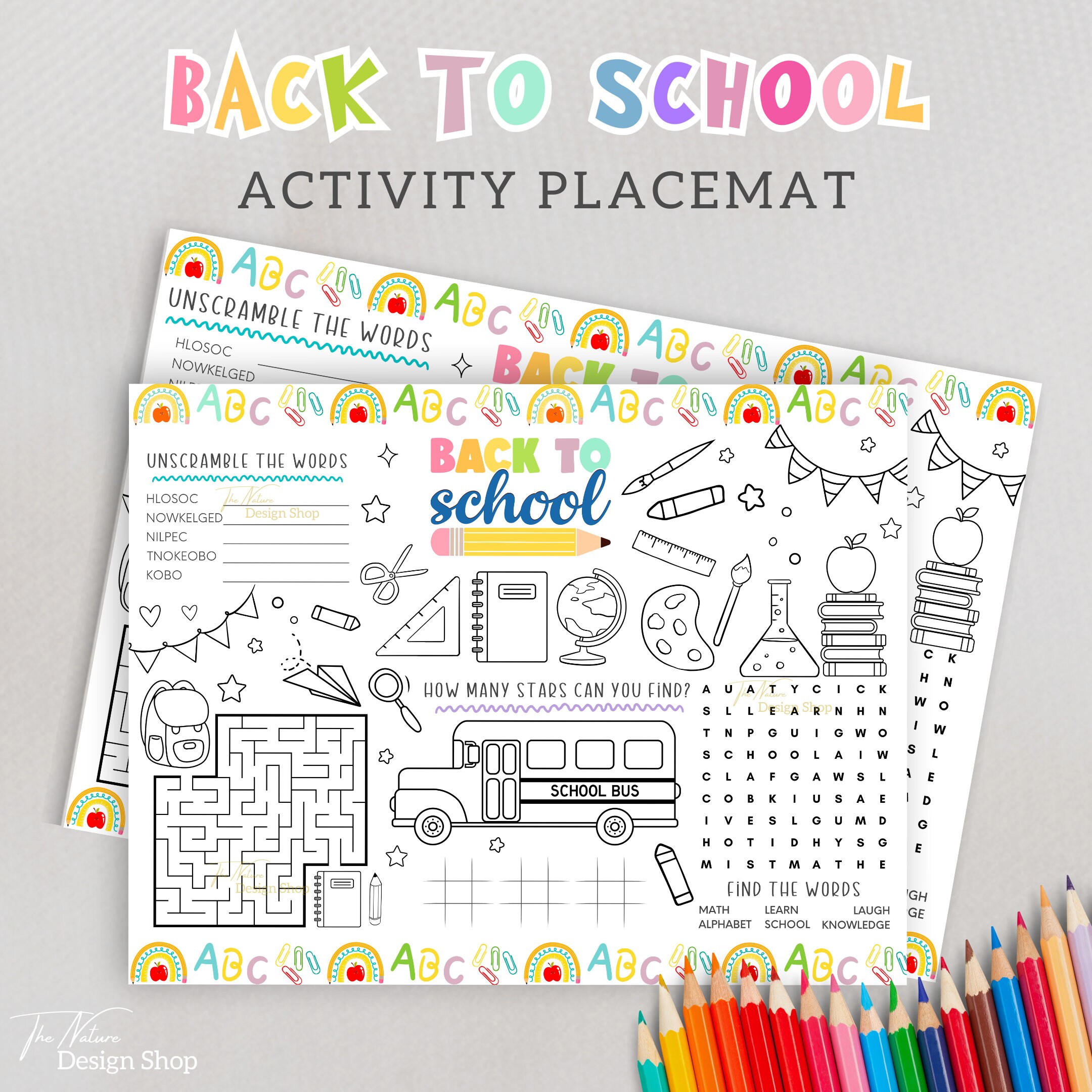 Back to School Activity Placemat First Day of School Worksheet Back to ...