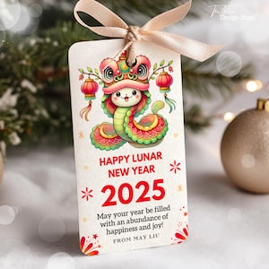 Lunar New Year Gift Tag Snake Chinese New Year Snake Printable Tag Year ...