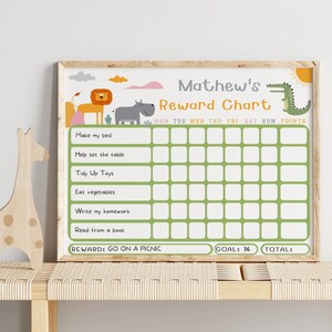 Editable Animals Reward Chart for Kids Daily Routine Chart Kids Chore ...