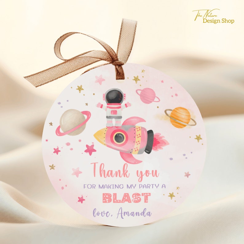 Editable Space Favor Tag Outer Space Thank You Tag Space Birthday Favor ...
