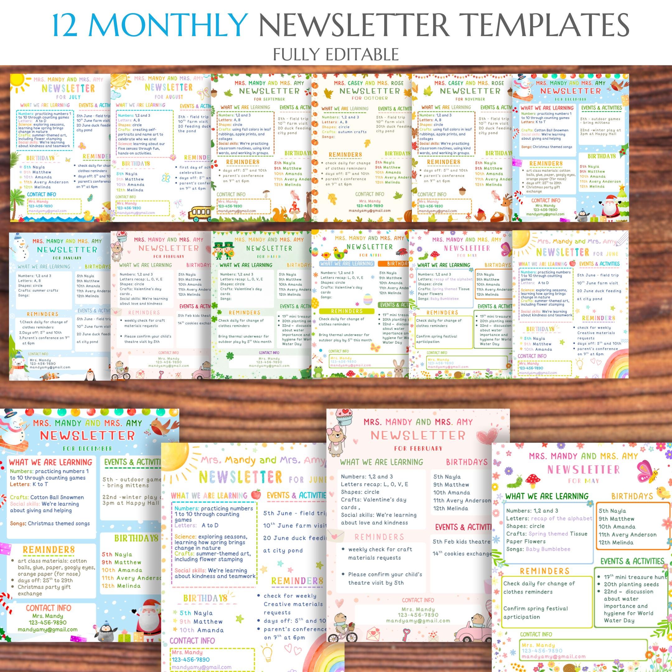 Editable Teacher Newsletter Template Preschool Monthly Newsletter ...