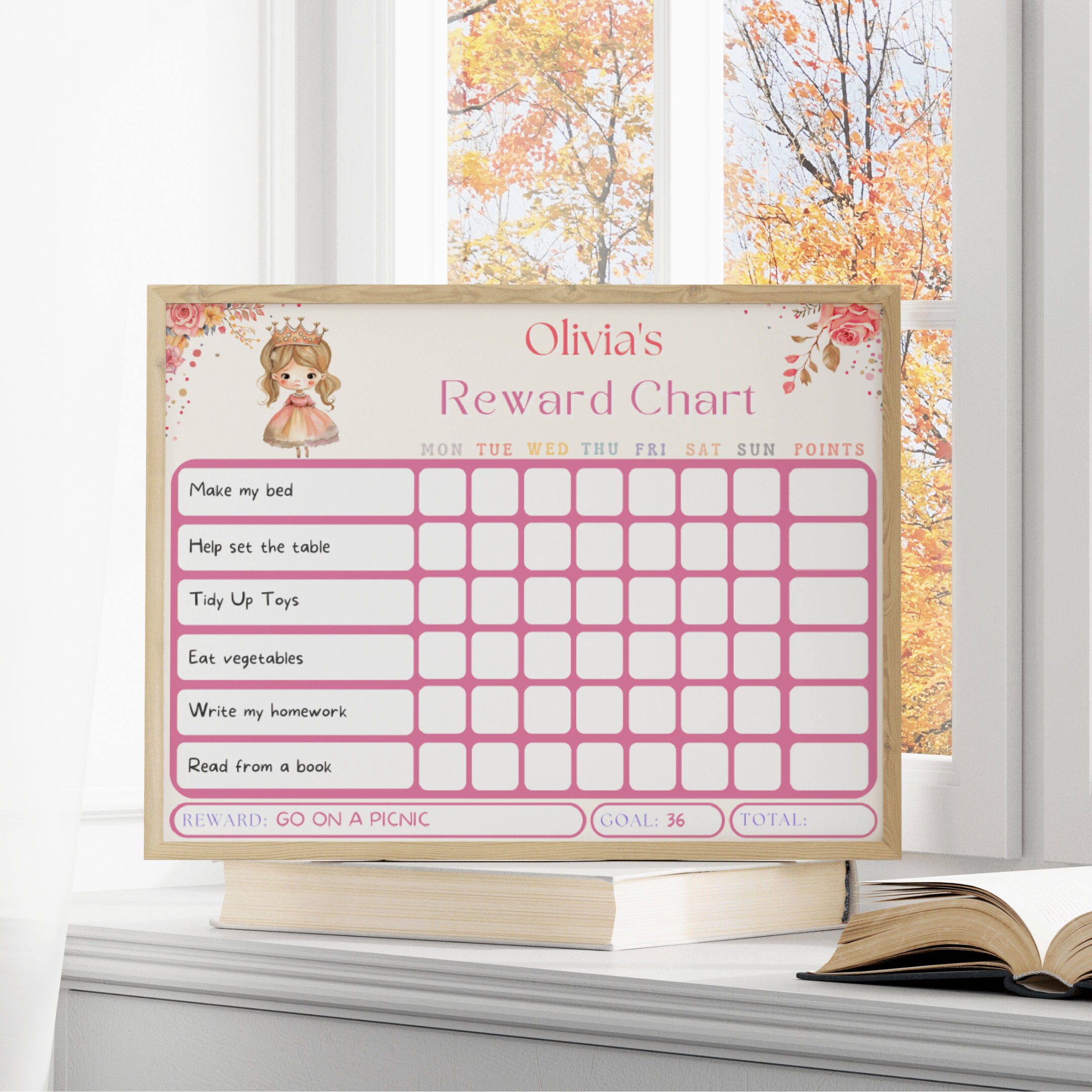 Editable Princess Reward Chart Girls Reward Chart Princess Behavior ...