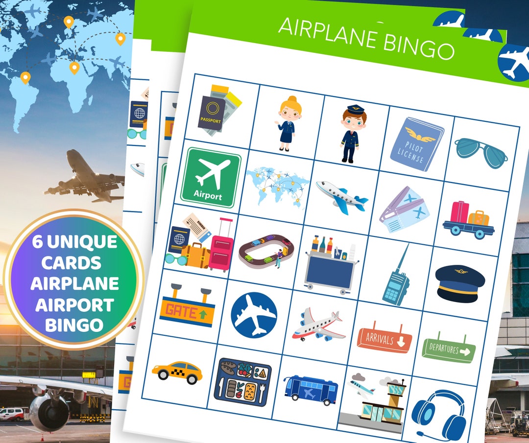 Airplane Kids Bingo Airplane Games Kids Airport Games Kids Flight Games ...