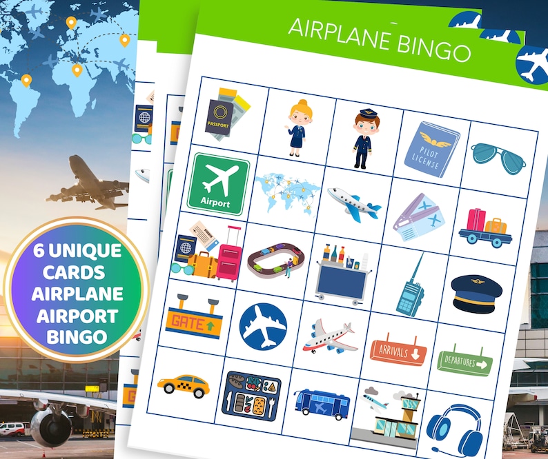 Airplane Kids Bingo Airplane Games Kids Airport Games Kids Flight Games ...