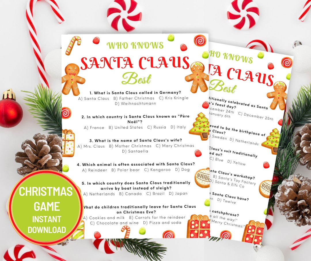 Christmas Trivia Game Xmas Party Game Christmas Party Printable Xmas ...