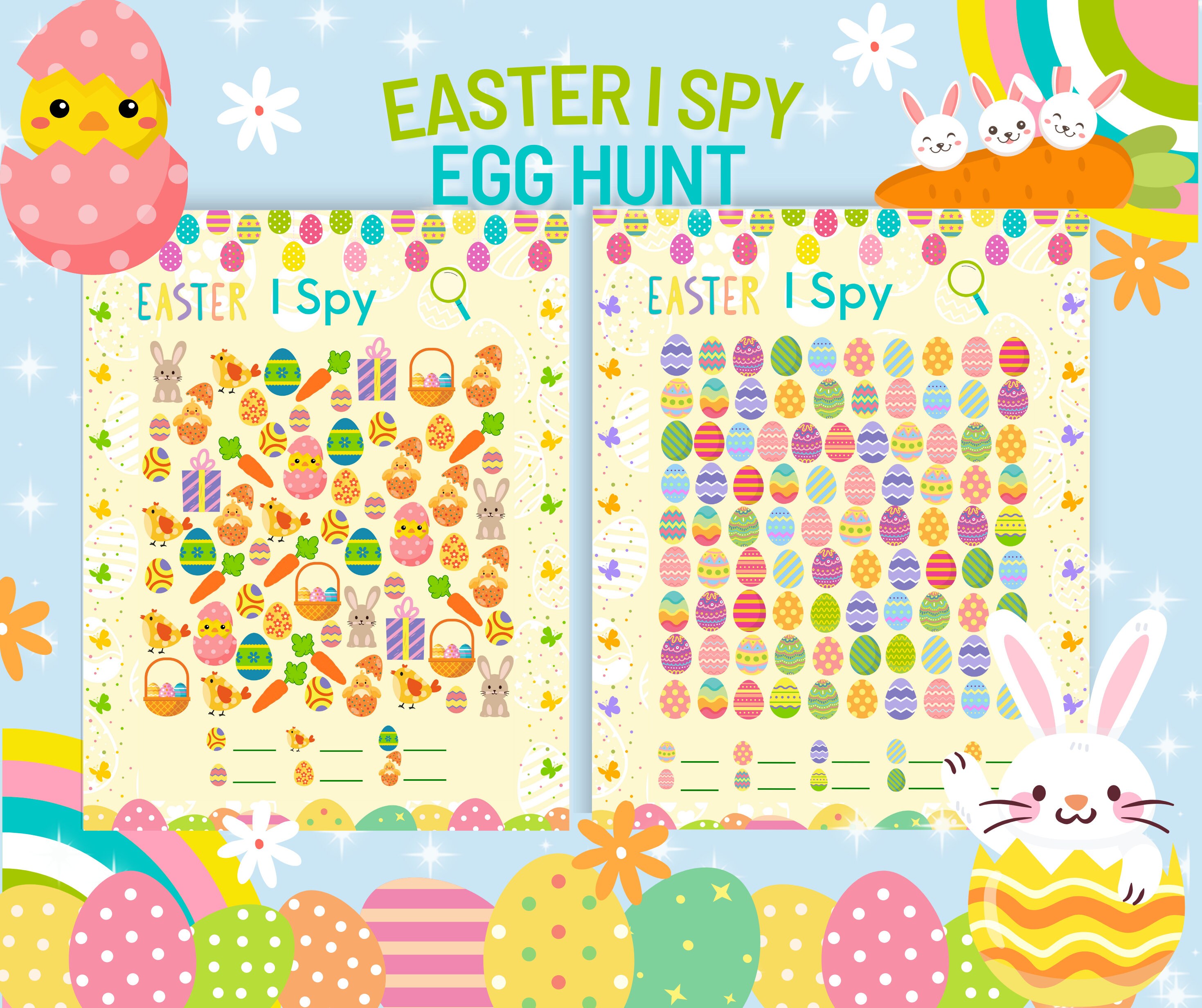 Kids I Spy Easter Egg Hunt Gift for Kids Easter I Spy Games Egg Hunt ...