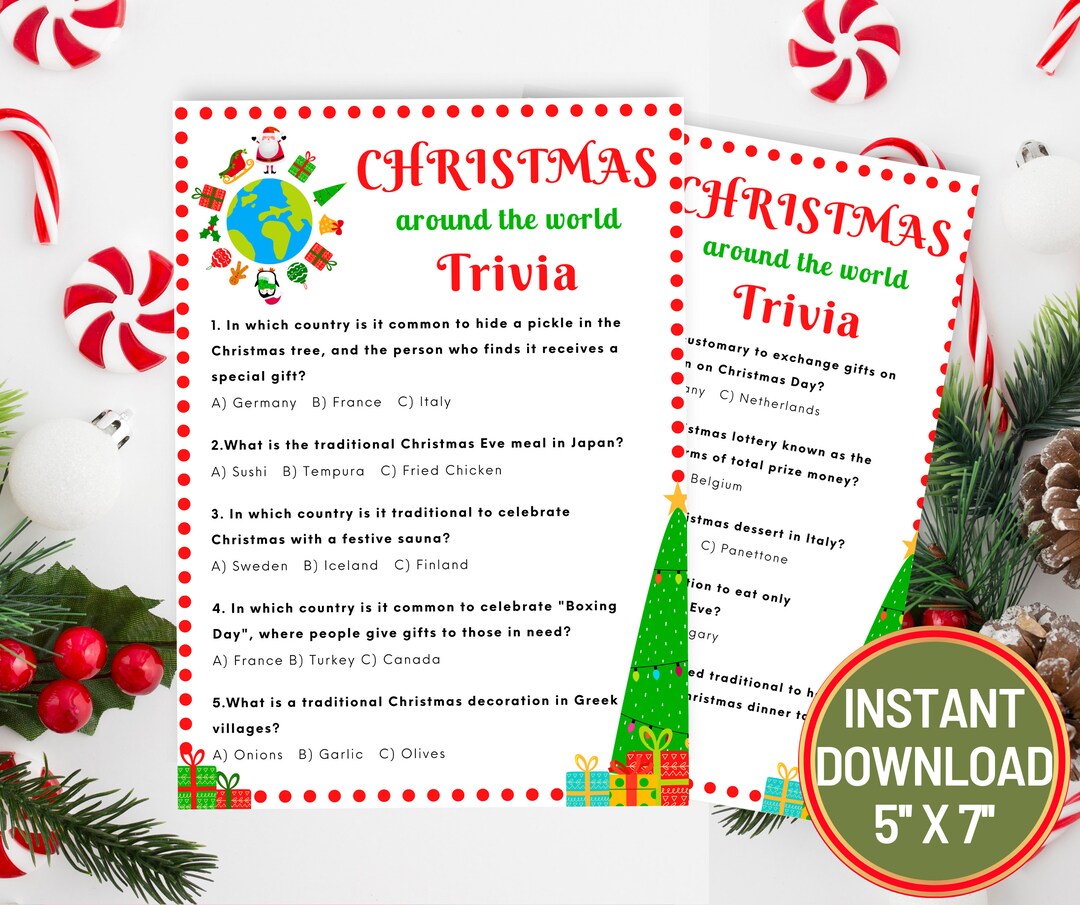 Christmas Game Around the World Xmas Game Christmas Party Printable ...