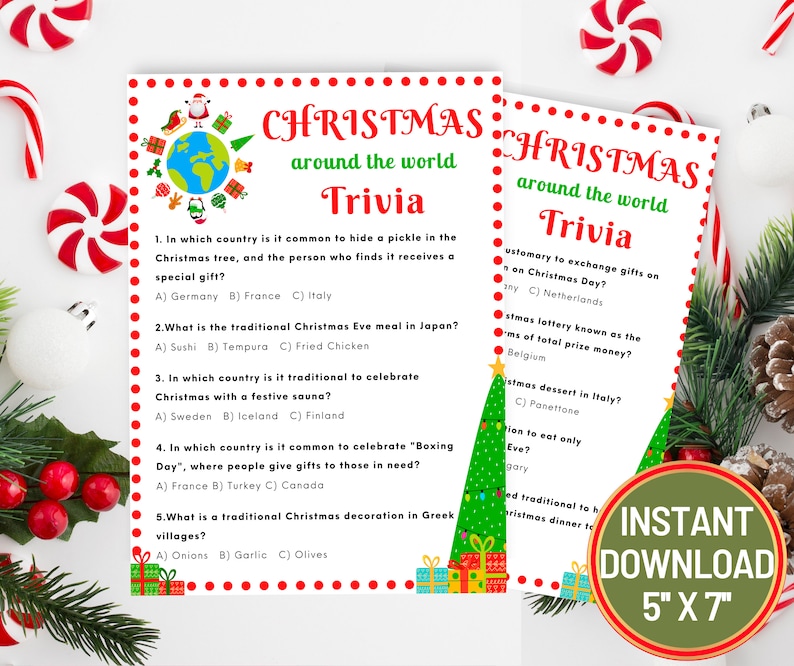 Christmas Game Around the World Xmas Game Christmas Party Printable ...