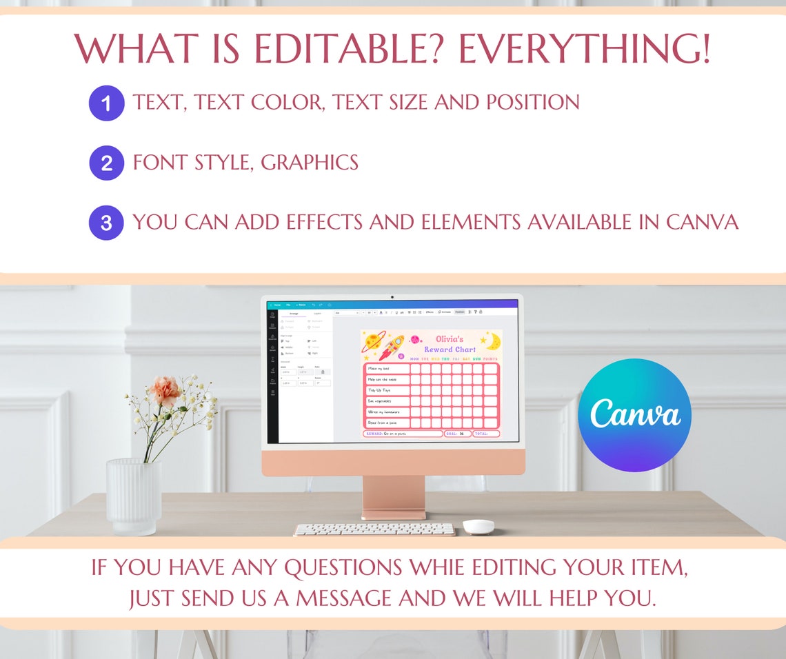 Editable Space Reward Chart Printable Behavior Chart Daily Chore Chart ...