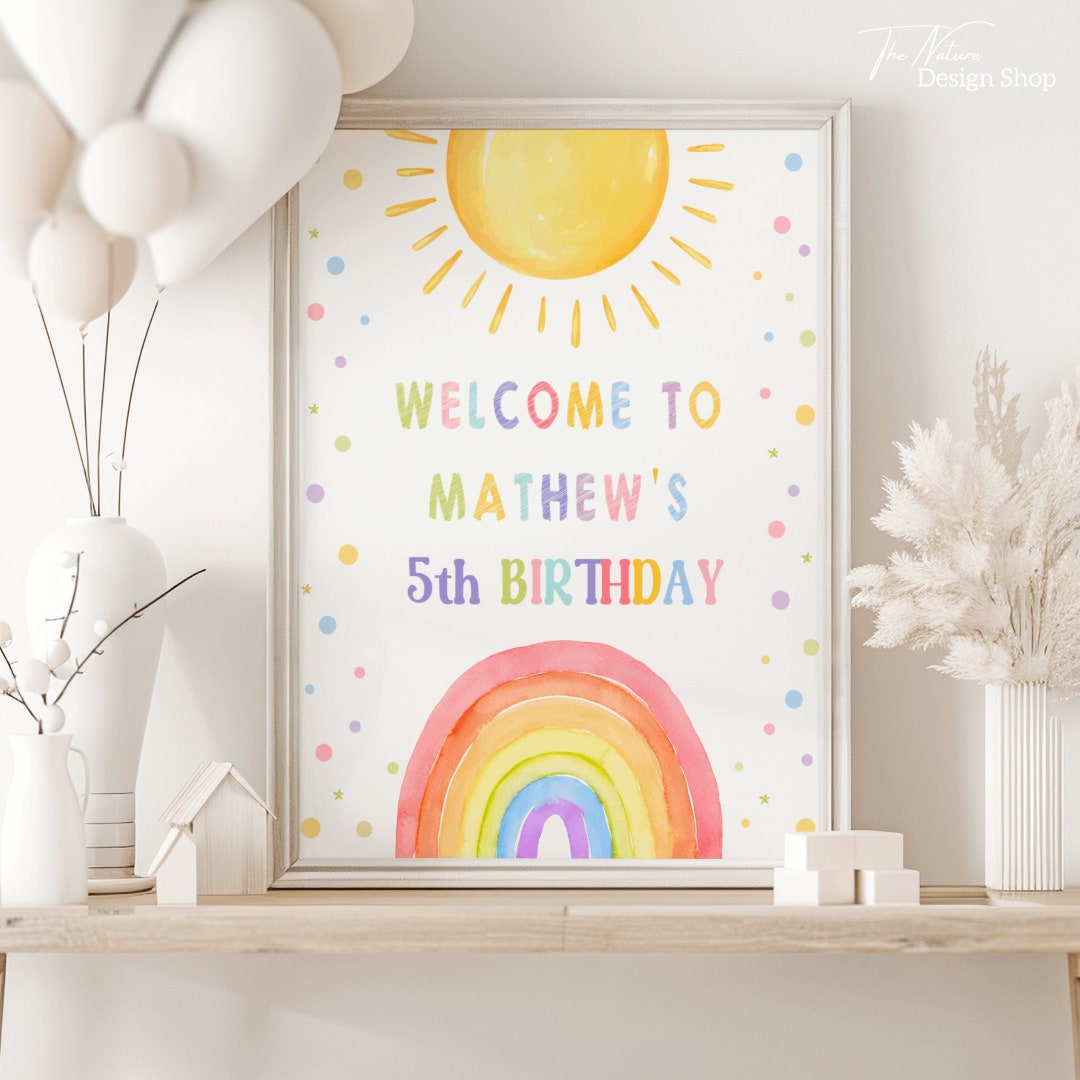 Editable Rainbow Welcome Sign Birthday Welcome Sign Rainbow Birthday ...