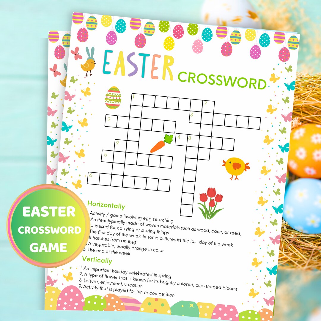 Kids Easter Crossword Game Easter Puzzle Printable Easter Activity for ...