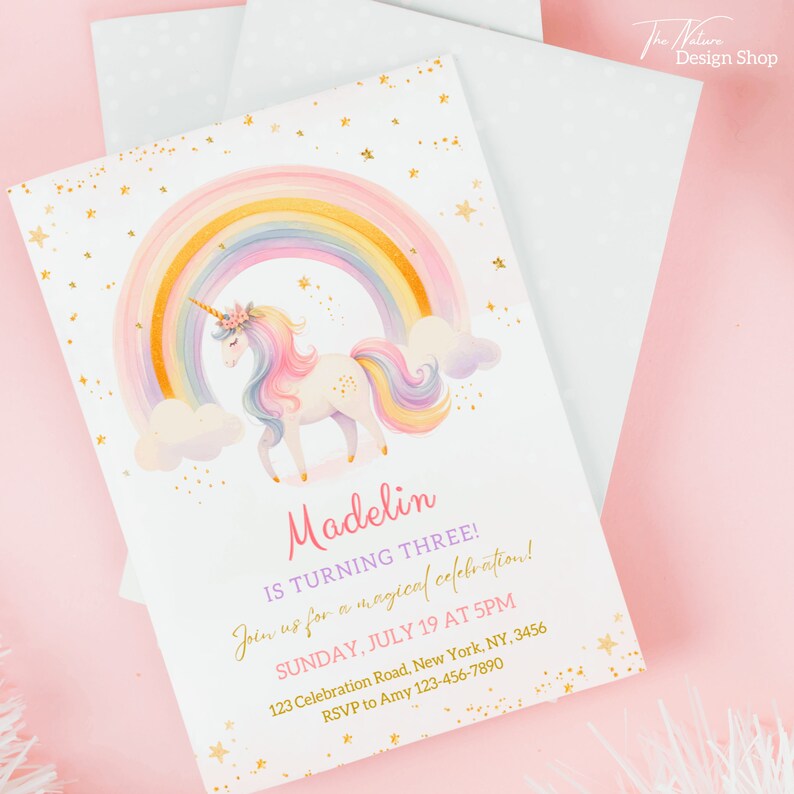 Magical Unicorn Invitation Template 5th Birthday Unicorn Birthday ...