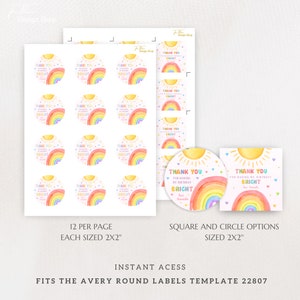 Editable Rainbow Favor Tag Rainbow Thank You Tag Rainbow Birthday Favor ...