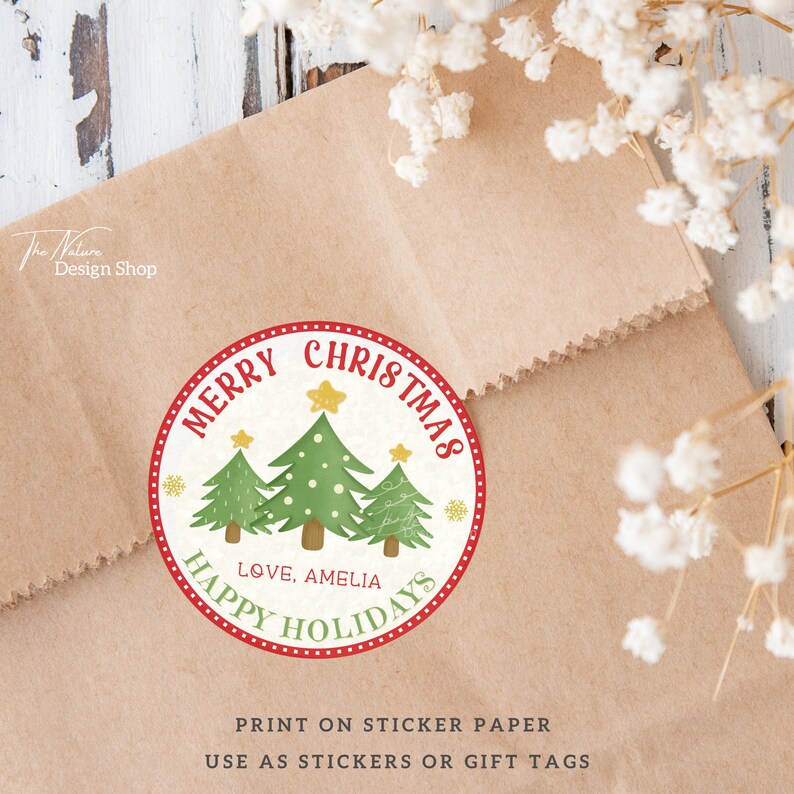 Merry Christmas Sticker Template Christmas Jar Sticker Christmas ...