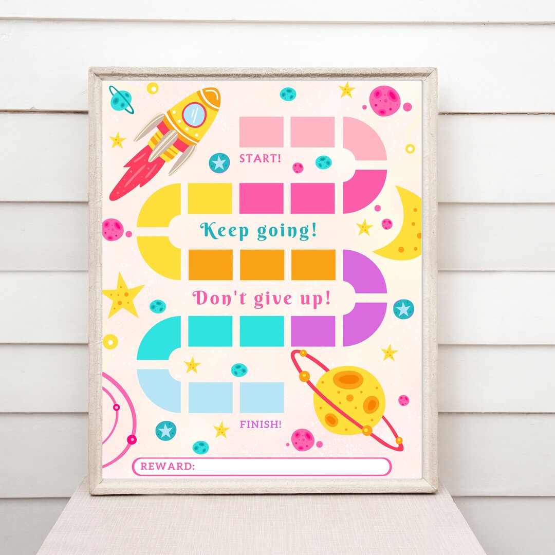 Outer Space Reward Chart Girls Reward Chart Toddlers Sticker Chart for ...