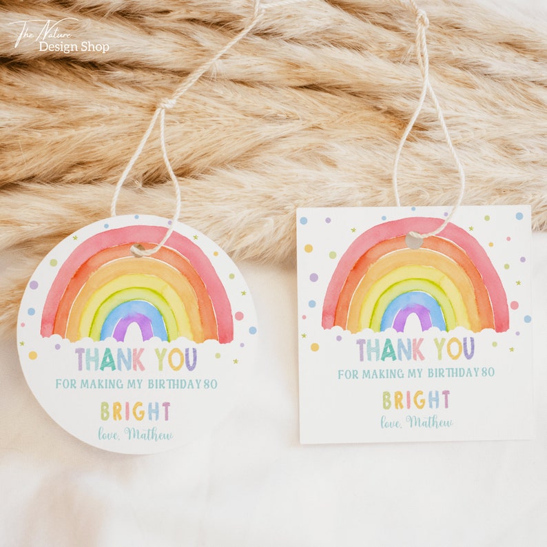 Editable Rainbow Favor Tag Rainbow Thank You Tag Rainbow Birthday Favor ...