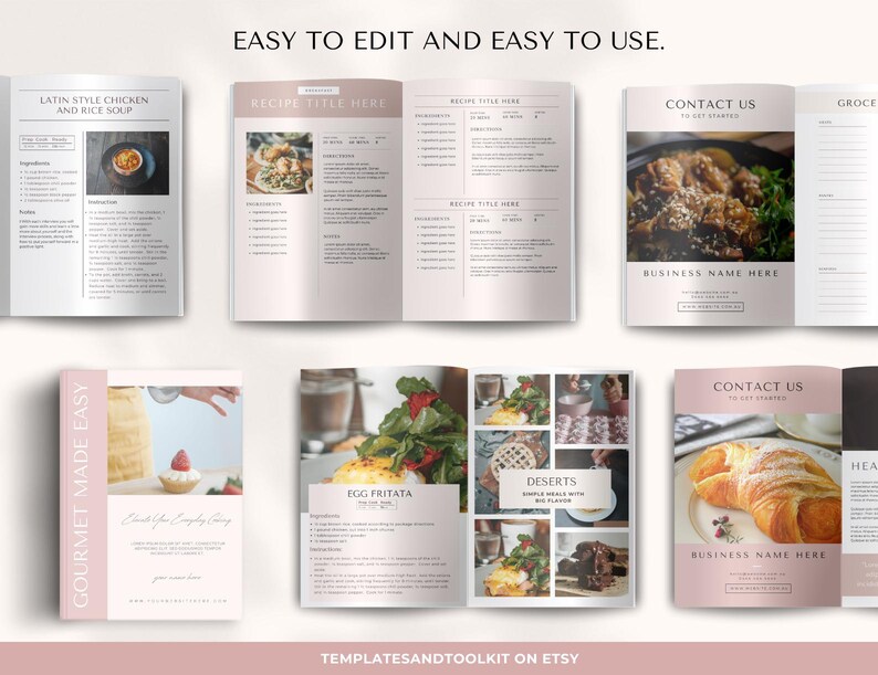 Cookbook Template, Recipe Template, Canva Template, Recipe Binder ...