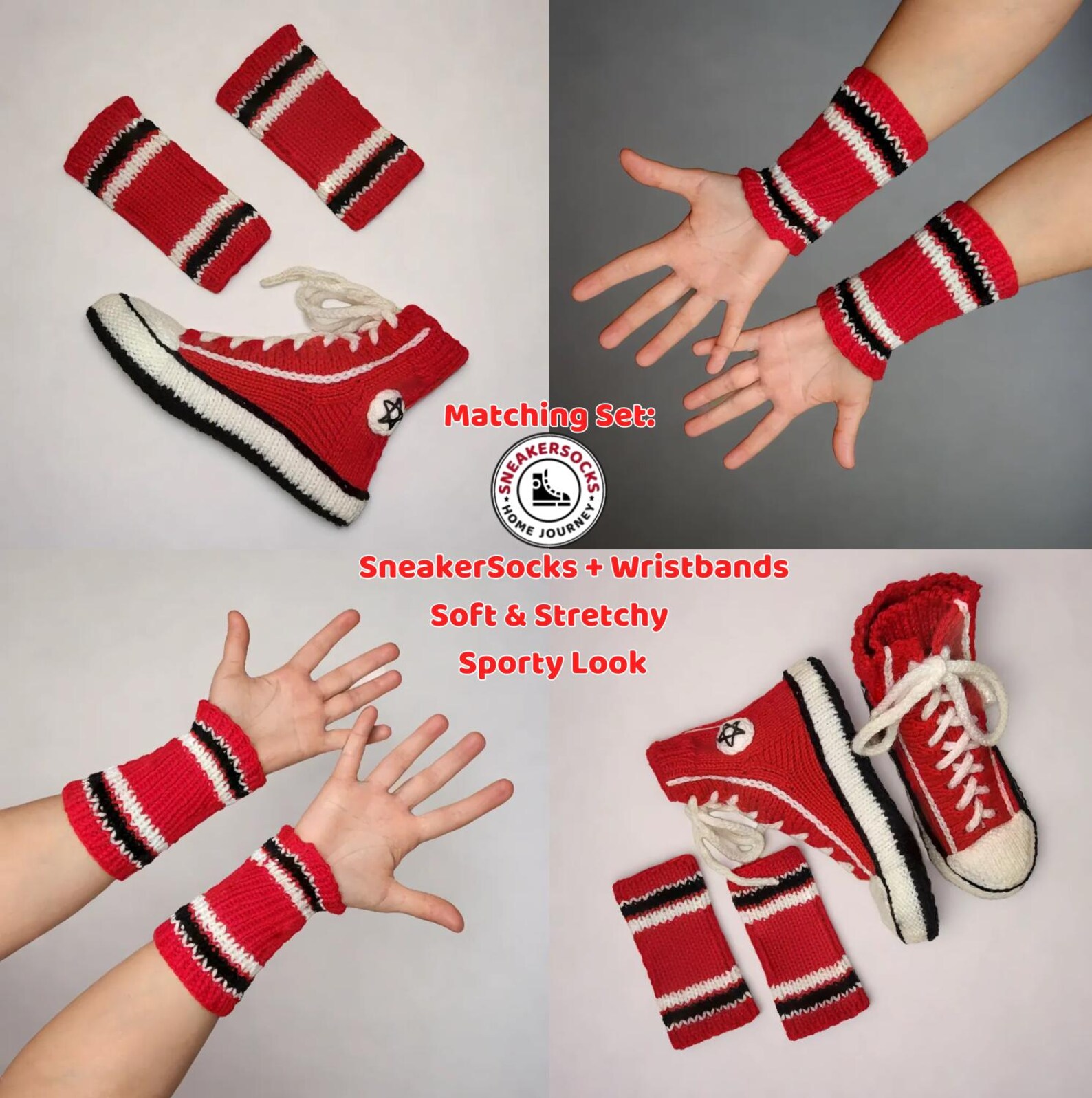 Cozy Indoor Footwear – Handmade Soft Slipper Socks and Wrist Cuffs Set ...