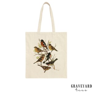 Wild Bird Art Tote Bag, Avian Natural Canvas Book Bag for Birdwatcher ...