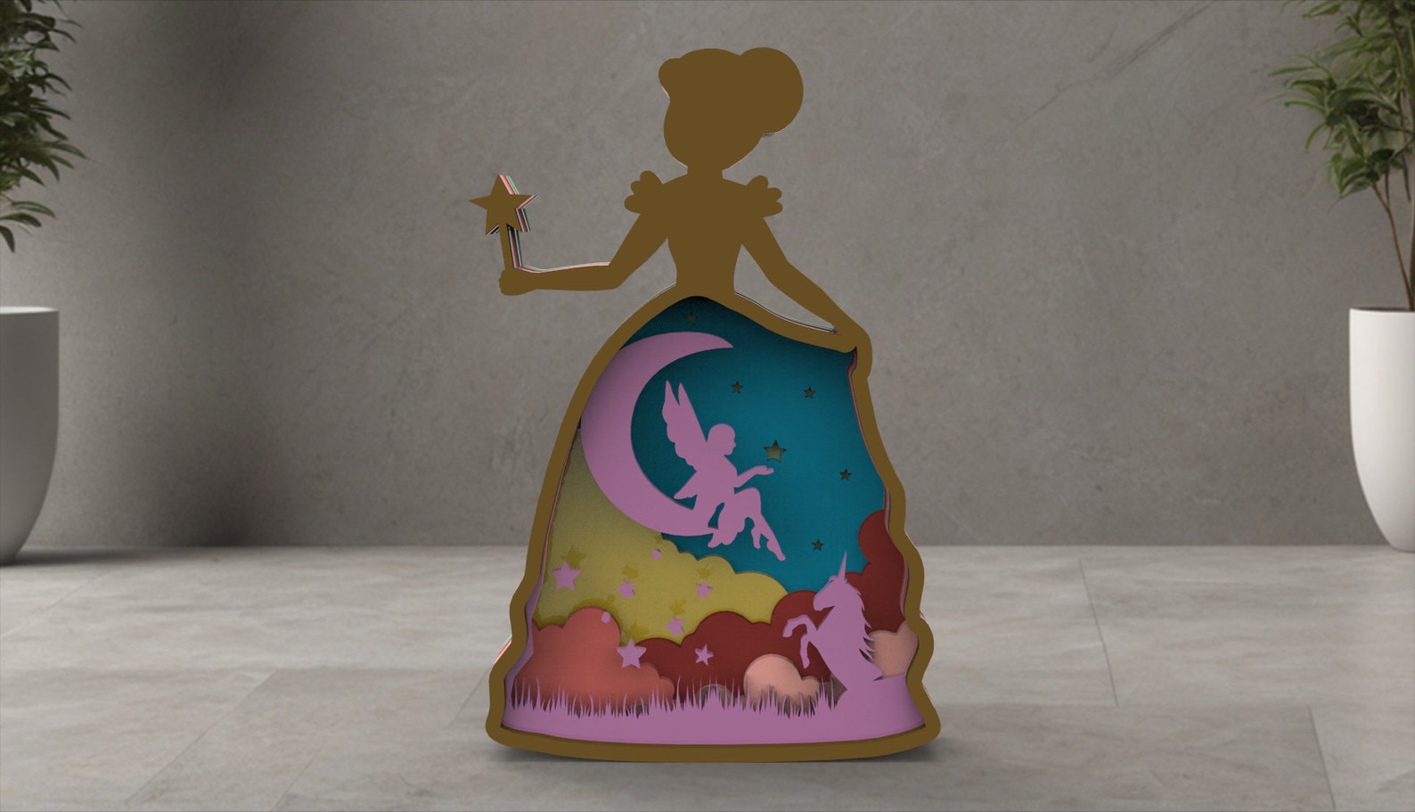 Princess Unicorn Moon SVG, Laser Cut File, 7 Layers Cut File,art Piece ...