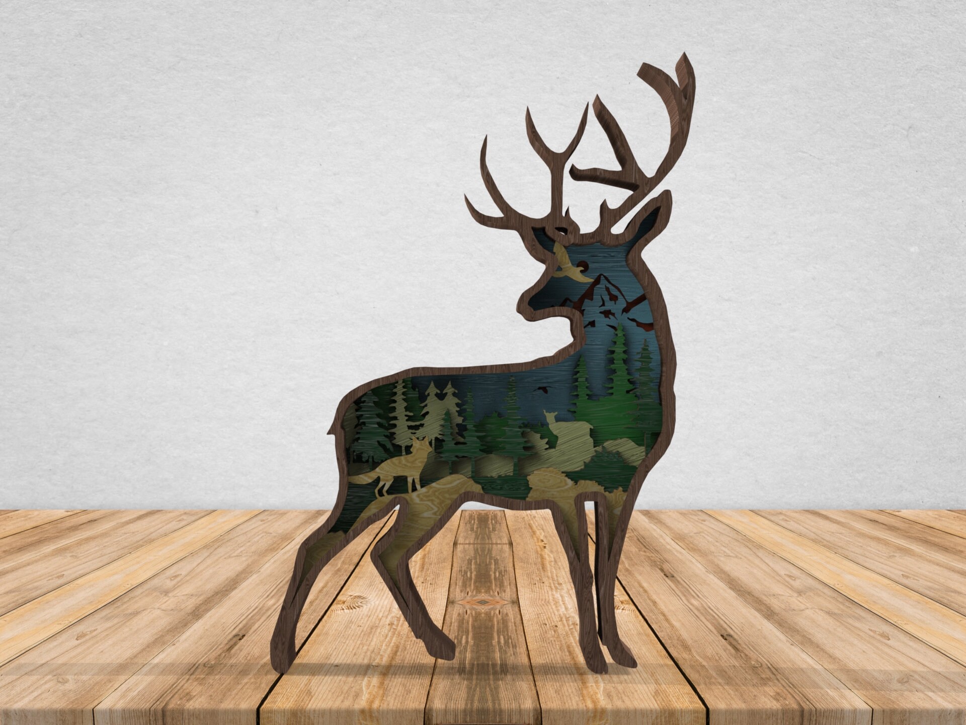 Deer & Nature Laser Cut Files, SVG, PDF, Home Decor, Multi-layer File ...