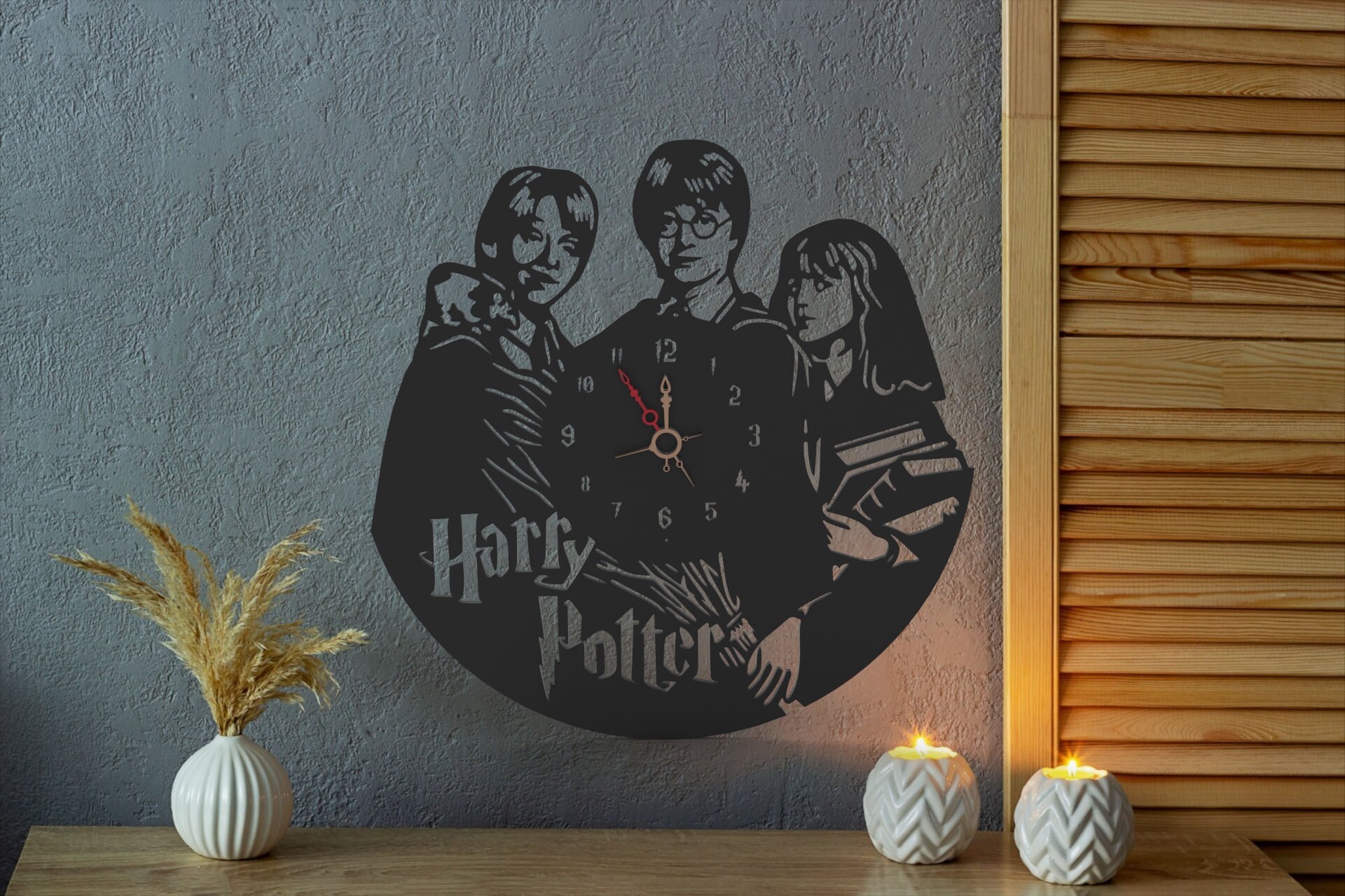 HP Clock HP Silhouette, Wall Art, Wall Decor, Clock Files, Glowforge ...