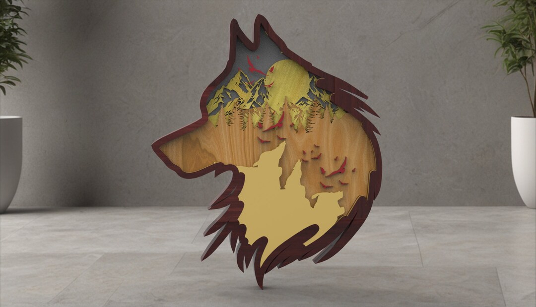 Wolf Laser Cut Files, SVG, PDF, Home Decor, Multi-layer File, Digital ...