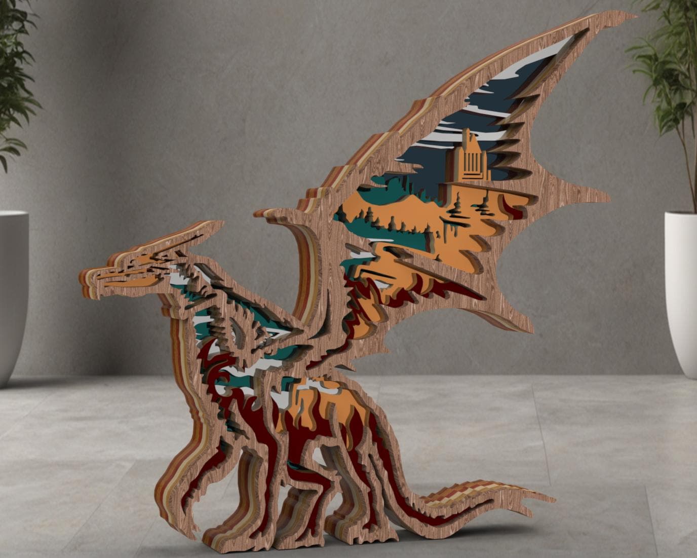 Dragon SVG, Laser Cut File,3d Layered Cut File,art Piece for Glowforge ...