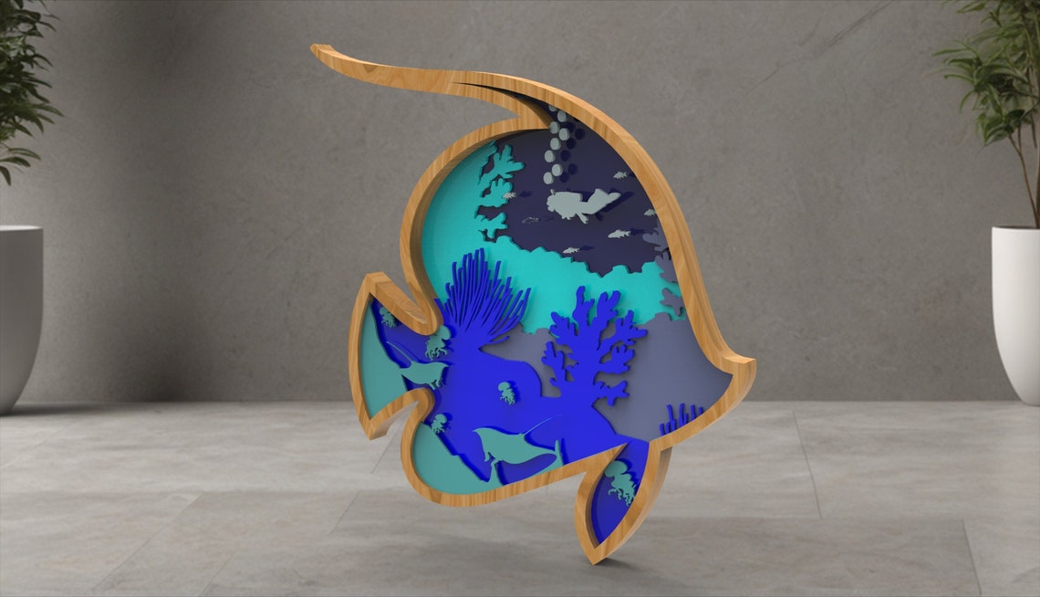 Fish Laser Cut Files, SVG, PDF, Home Decor, Multi-layer File, Digital ...