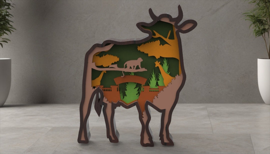 Cow Laser Cut Files, SVG, PDF, Home Decor, Multi-layer File, Digital ...