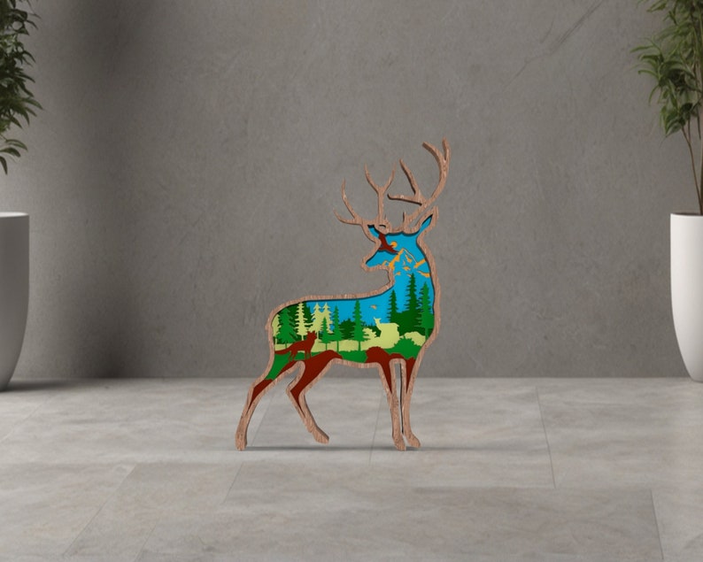 Deer & Nature Laser Cut Files, SVG, PDF, Home Decor, Multi-layer File ...