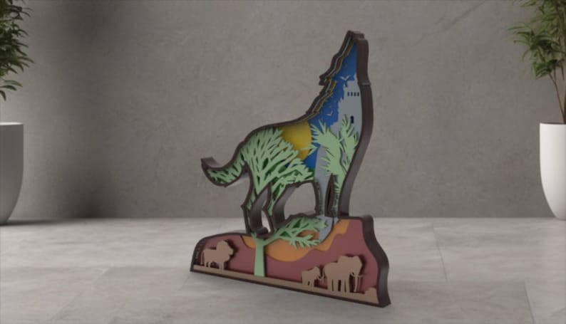 Wolf Laser Cut Files, SVG, PDF, Home Decor, Multi-layer File, Digital ...
