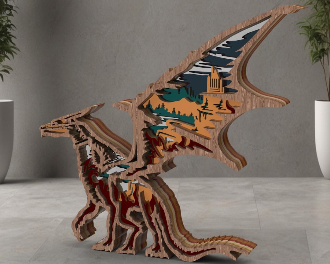 Dragon SVG, Laser Cut File,3d Layered Cut File,art Piece for Glowforge ...