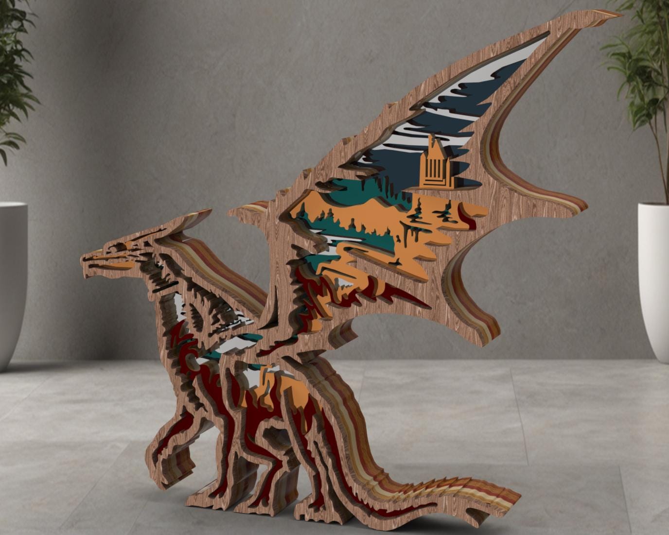 Dragon SVG, Laser Cut File,3d Layered Cut File,art Piece for Glowforge ...