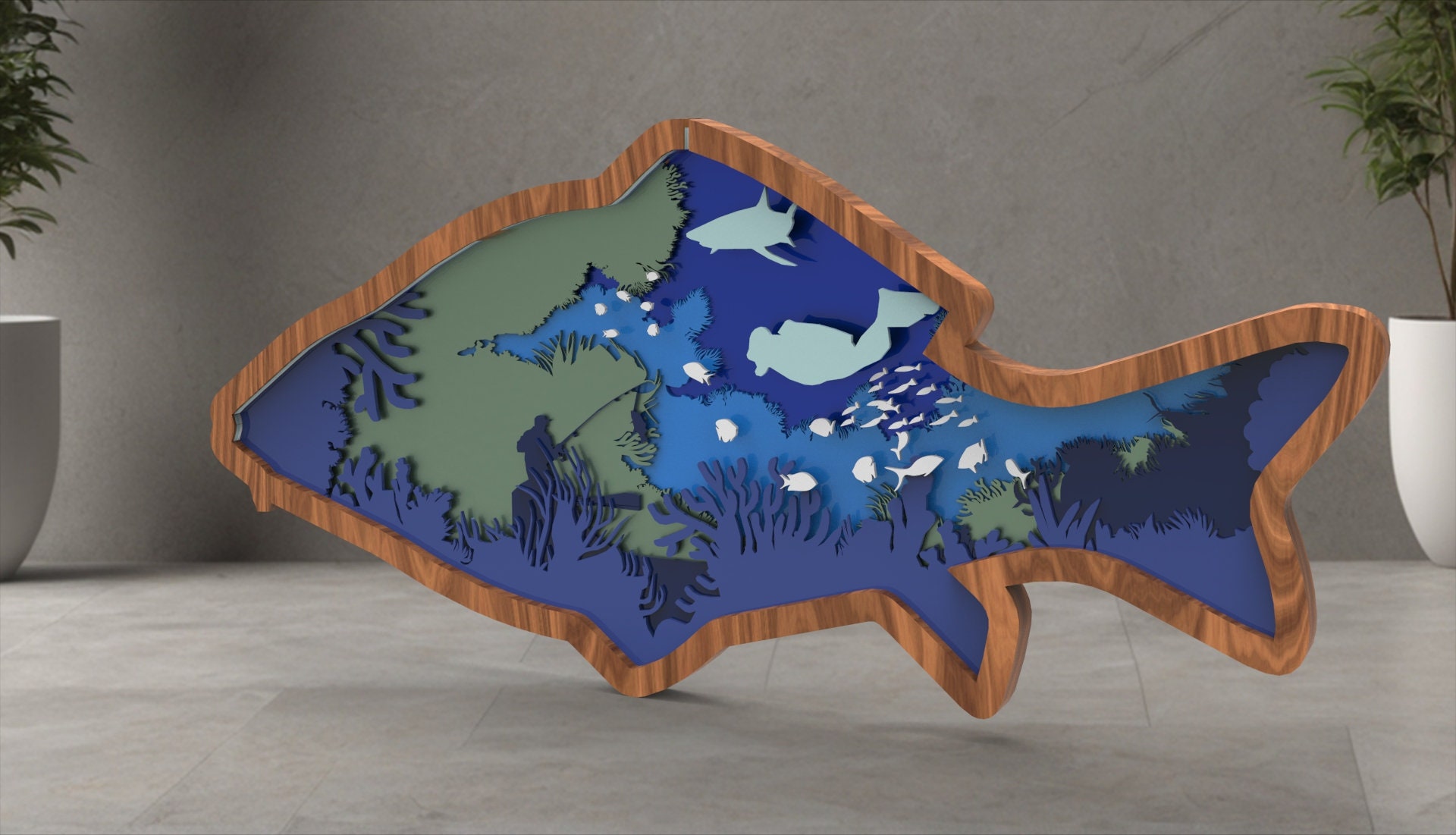 Fish Laser Cut Files, SVG, PDF, Home Decor, Multi-layer File, Digital ...