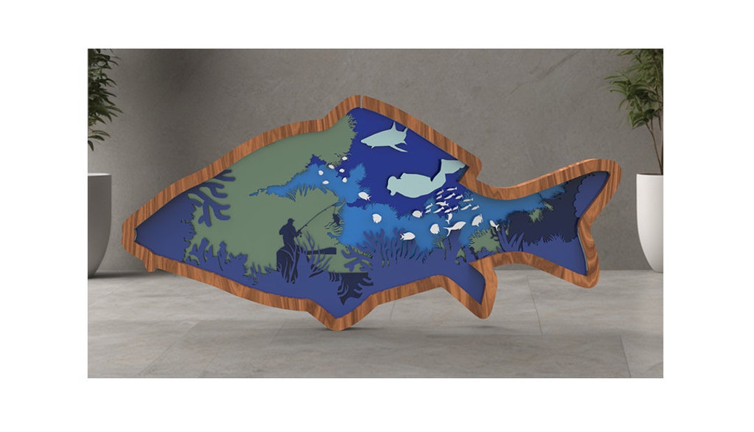 Fish Laser Cut Files, SVG, PDF, Home Decor, Multi-layer File, Digital ...