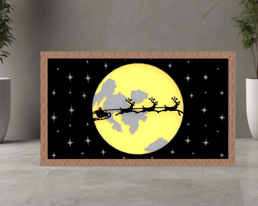 Noel Moon Deer Svg,dxf-laser Cut Files- Multilayer Art Piece for ...
