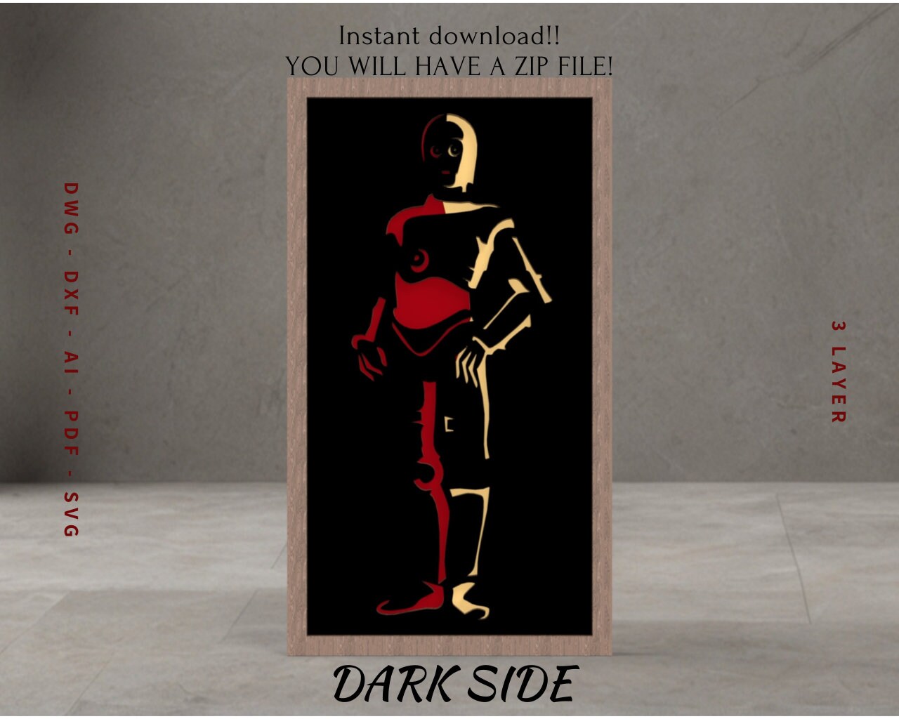 DARK SIDE SVG, Laser Cut File,3d Layered Flag Cut File,art Piece for ...