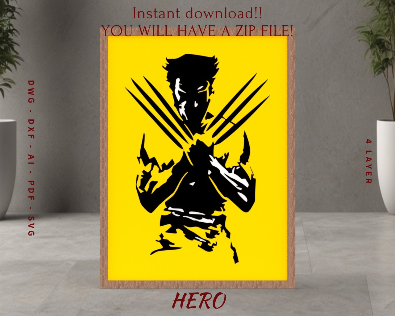 HERO SVG, Laser Cut File,3d Layered Cut File,art Piece for Glowforge ...