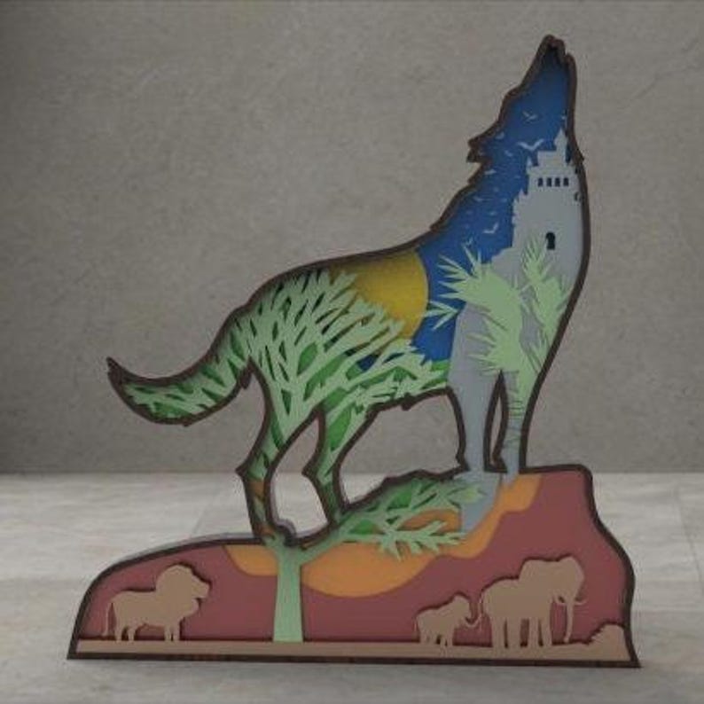 Wolf Laser Cut Files, SVG, PDF, Home Decor, Multi-layer File, Digital ...