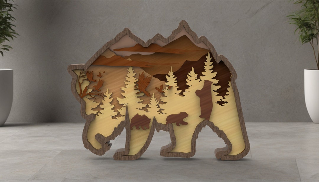 Bear, Baby Bear Laser Cut Files, SVG, PDF, Home Decor, Multi-layer File ...