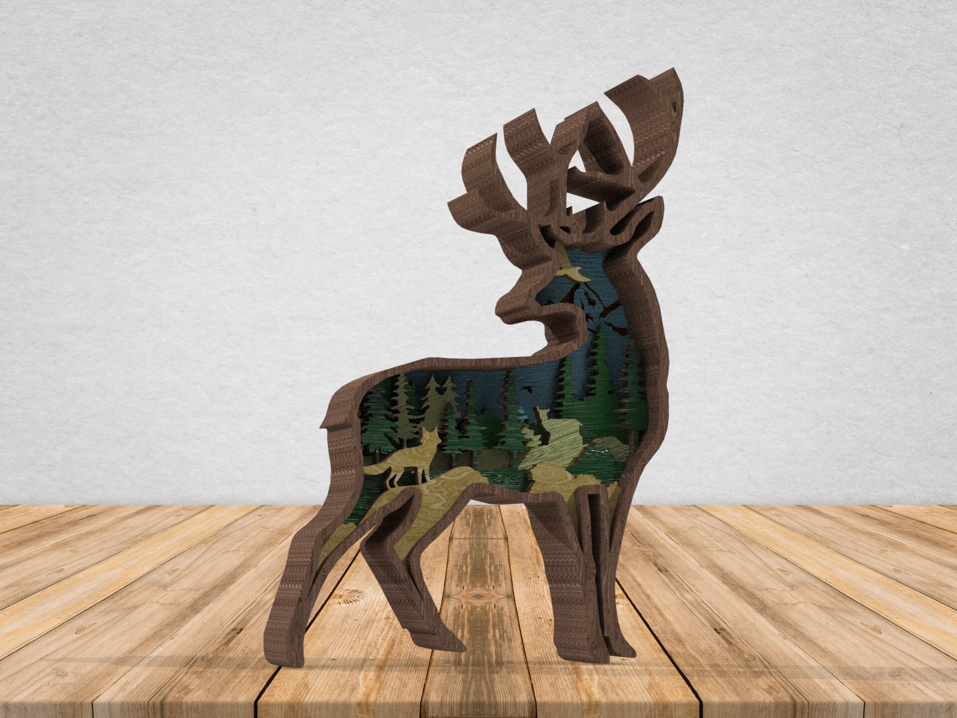 Deer & Nature Laser Cut Files, SVG, PDF, Home Decor, Multi-layer File ...