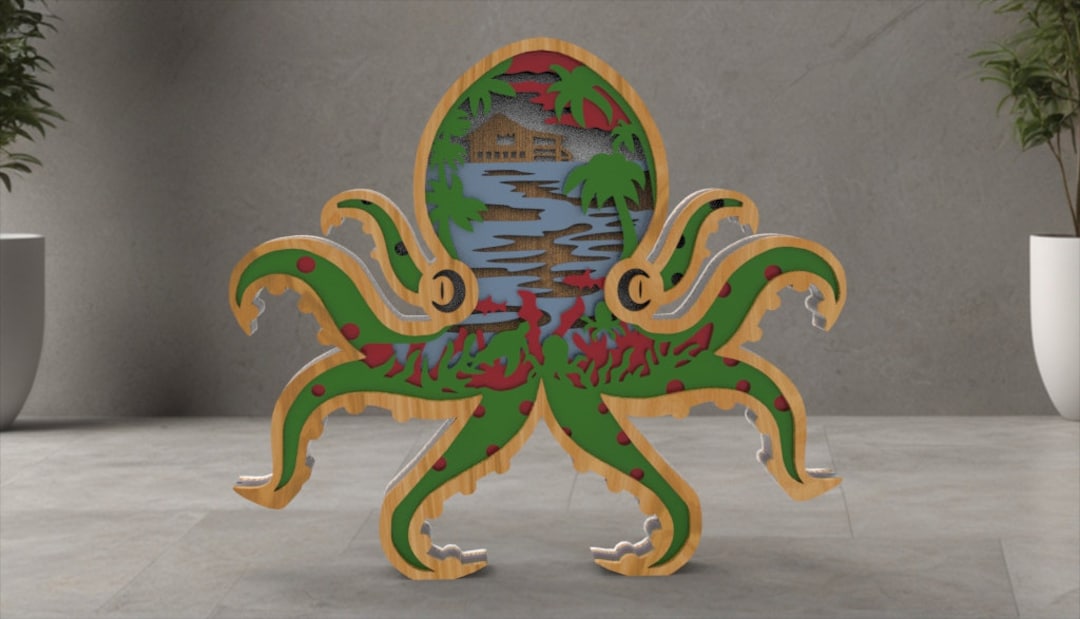Octopus SVG, Laser Cut File, 6 Layers Cut File,art Piece for Glowforge ...