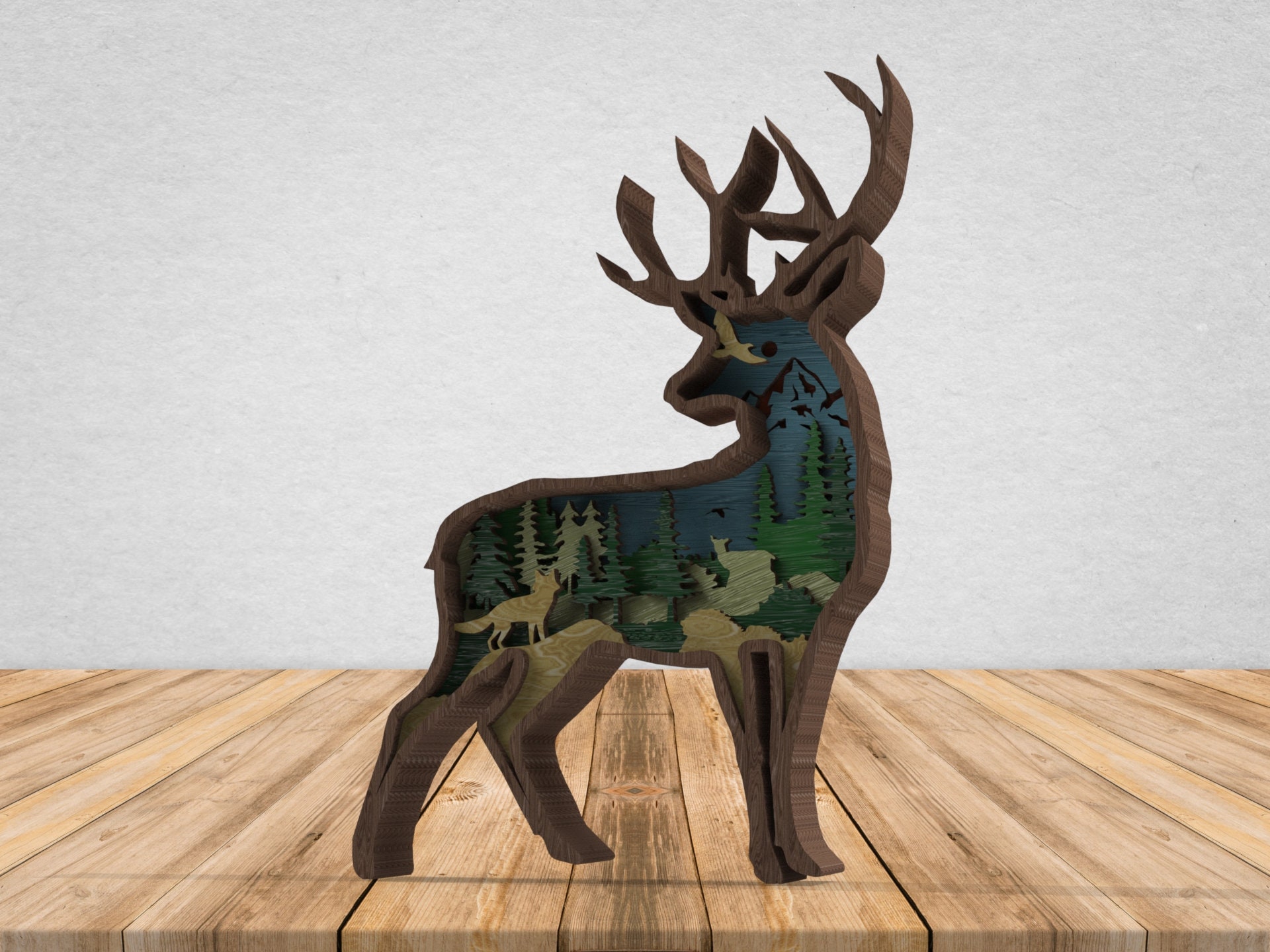 Deer & Nature Laser Cut Files, SVG, PDF, Home Decor, Multi-layer File ...