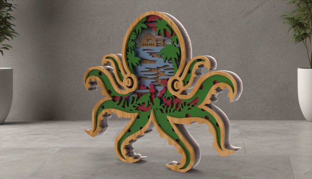 Octopus SVG, Laser Cut File, 6 Layers Cut File,art Piece for Glowforge ...